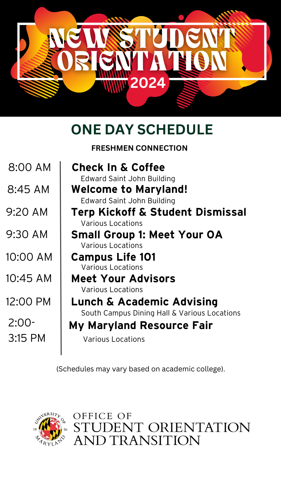 Freshmen Connection Registration & Schedules | UMD Orientation